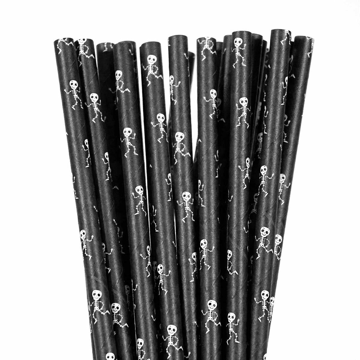 Black Dancing Skeleton Halloween Paper Straws 24-Pcs Pack — Bakell®