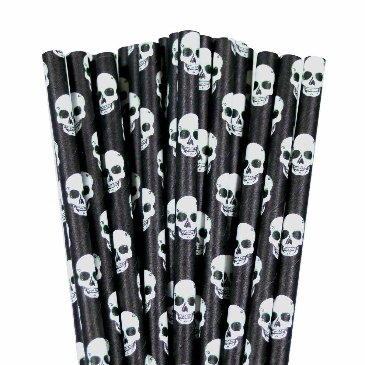 Black Skull Halloween Paper Straws 24-Pcs Pack — Bakell®