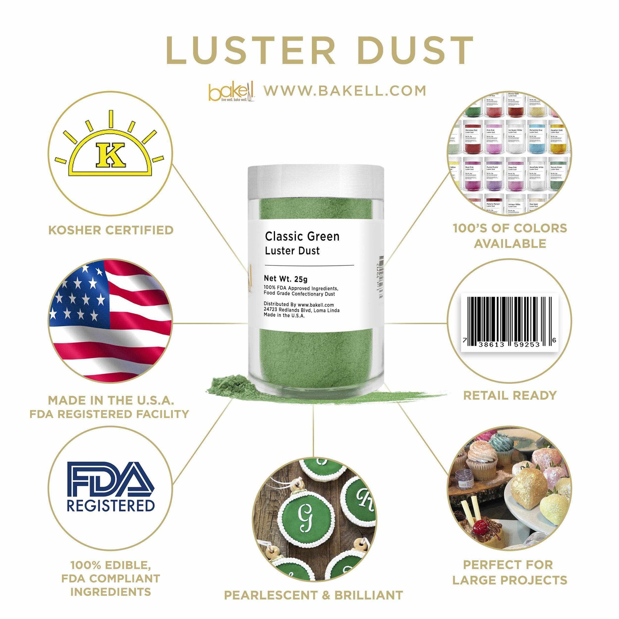 Classic Green Luster Dust Wholesale | Bakell — Bakell®