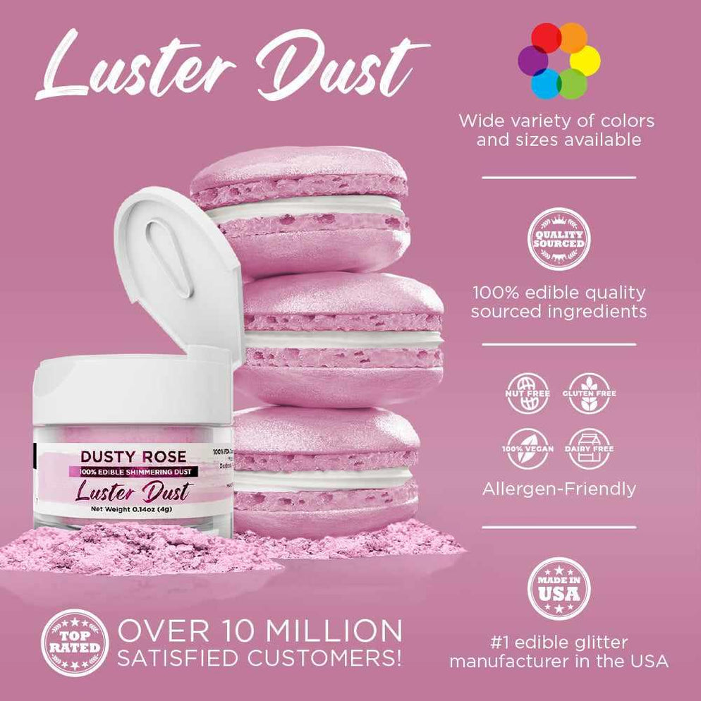 Dusty Rose Pink Edible Pearlized Luster Dust | Bakell — Bakell®