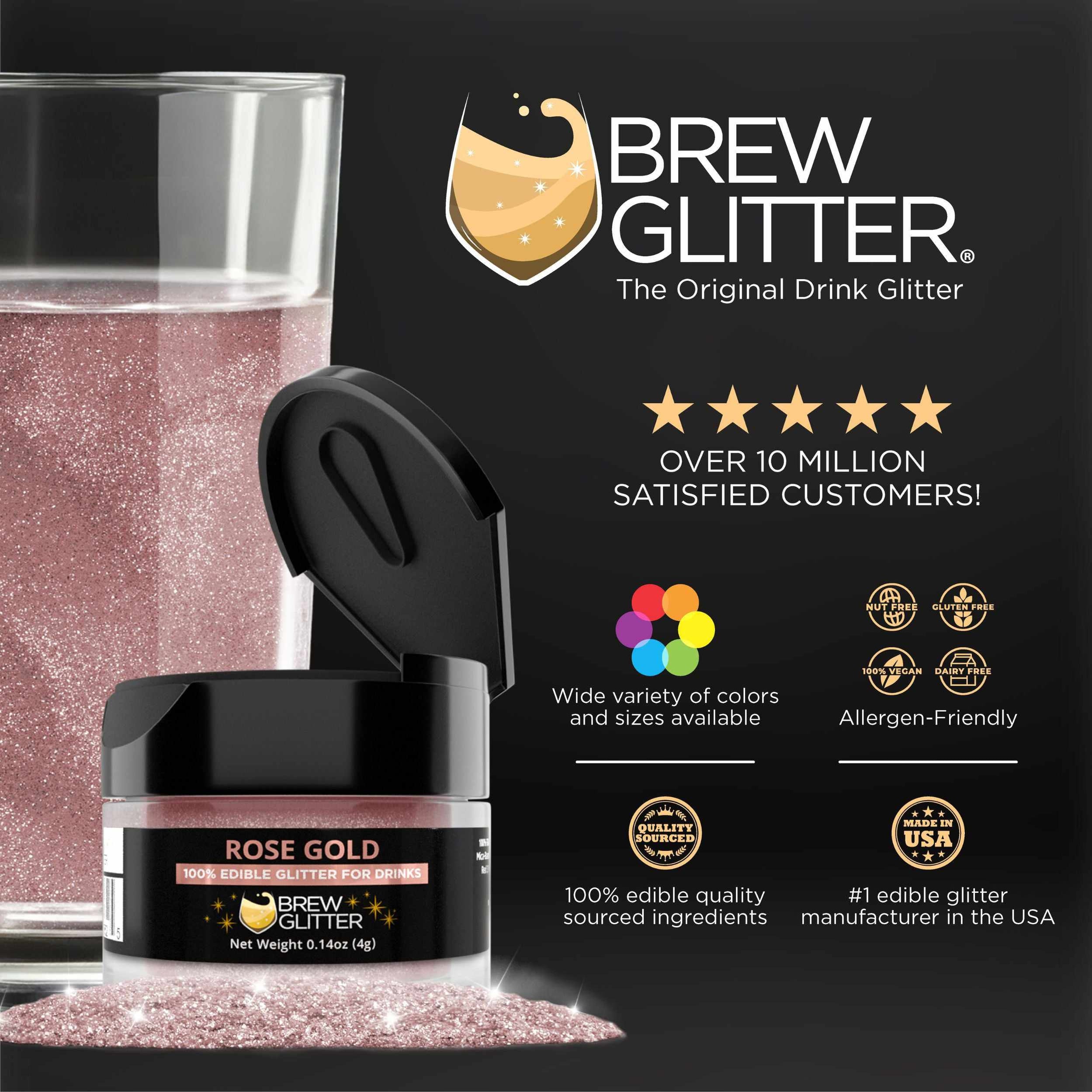 Buy Rose Gold Edible Glitter for Any Drinks (4g Jar) | Brew Glitter ...