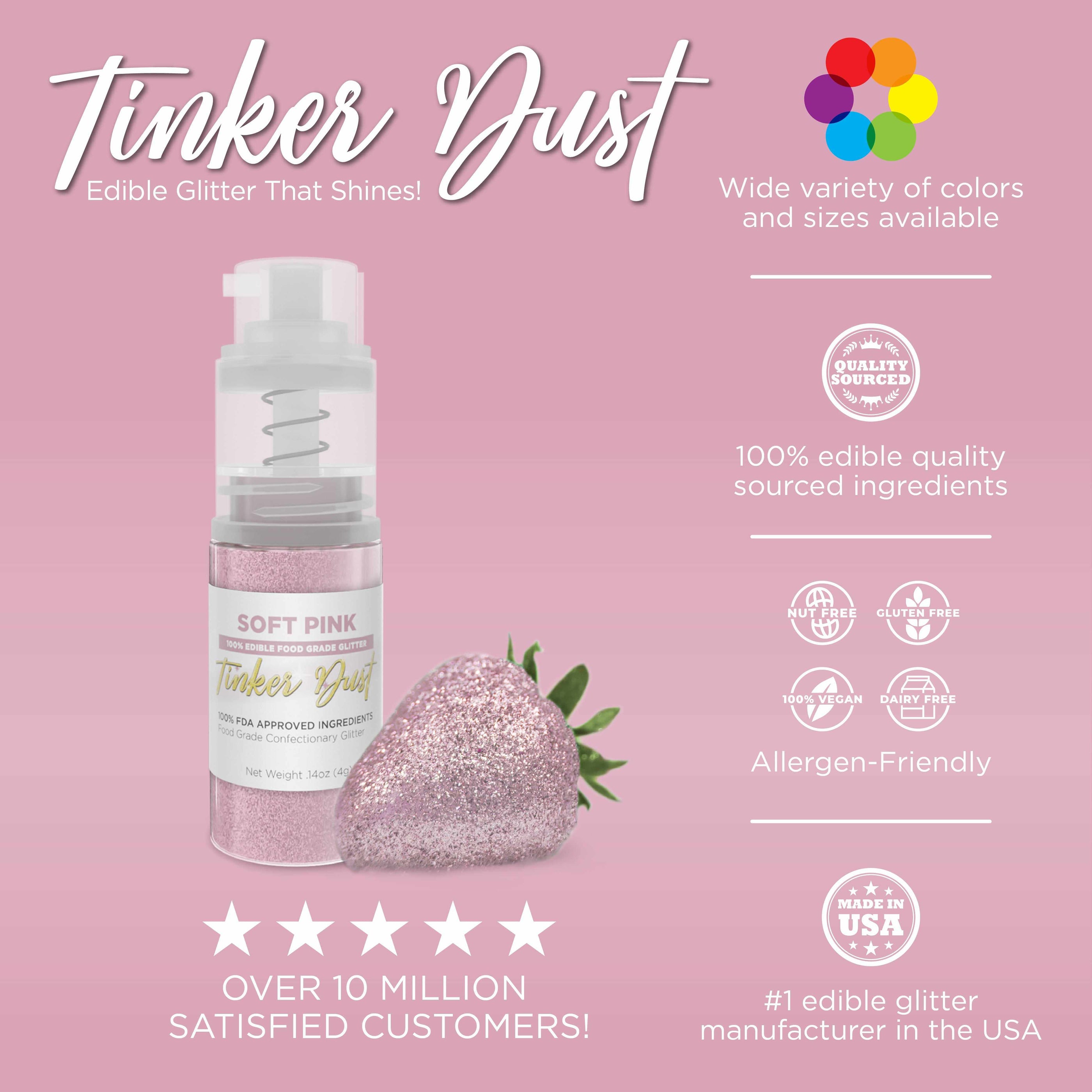 Soft Pink Edible Glitter Spray 4g Pump | Tinker Dust® | Bakell — Bakell®