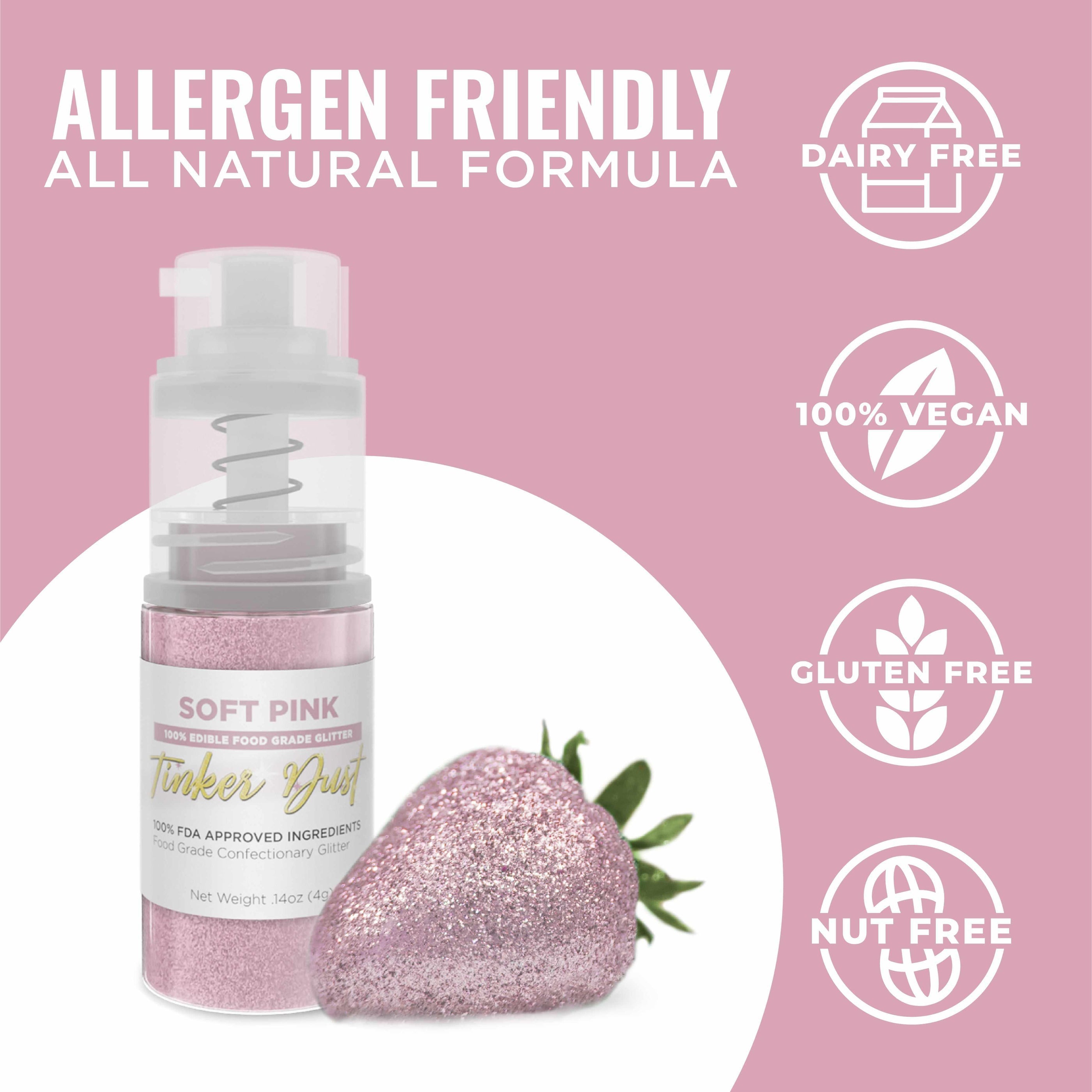 Soft Pink Edible Glitter Spray 4g Pump | Tinker Dust® | Bakell — Bakell®