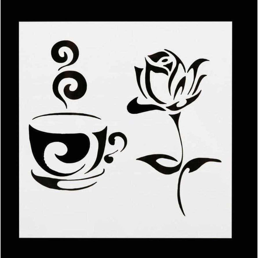Buy Cup of Rose Tea Stencils From $3.49 - Rose Stencils - Bakell — Bakell®