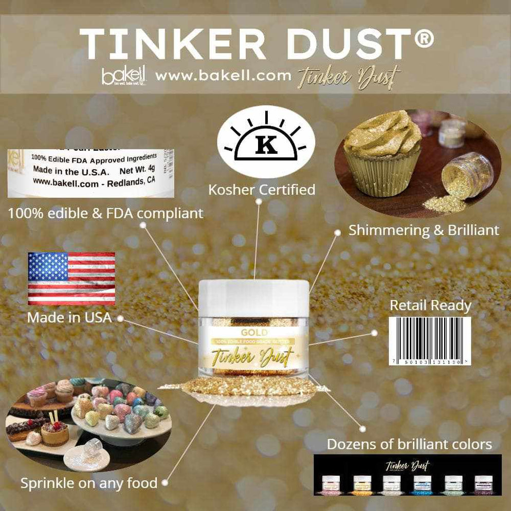 Bulk Bright Gold Edible Tinker Dust | #1 Site for Glitter | Bakell ...
