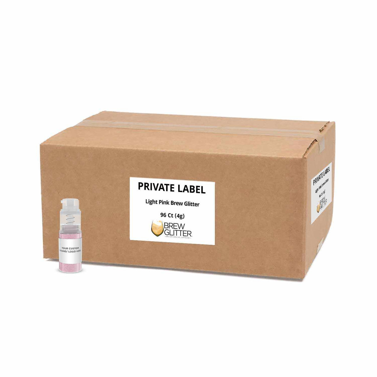 Light Pink Brew Glitter | Your Brand Your Logo on Bakell's Mini Pumps ...