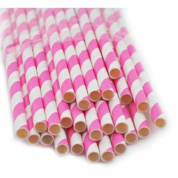 Pink Candy Cane Stripes Cake Pop Party Straws | Bulk Sizes