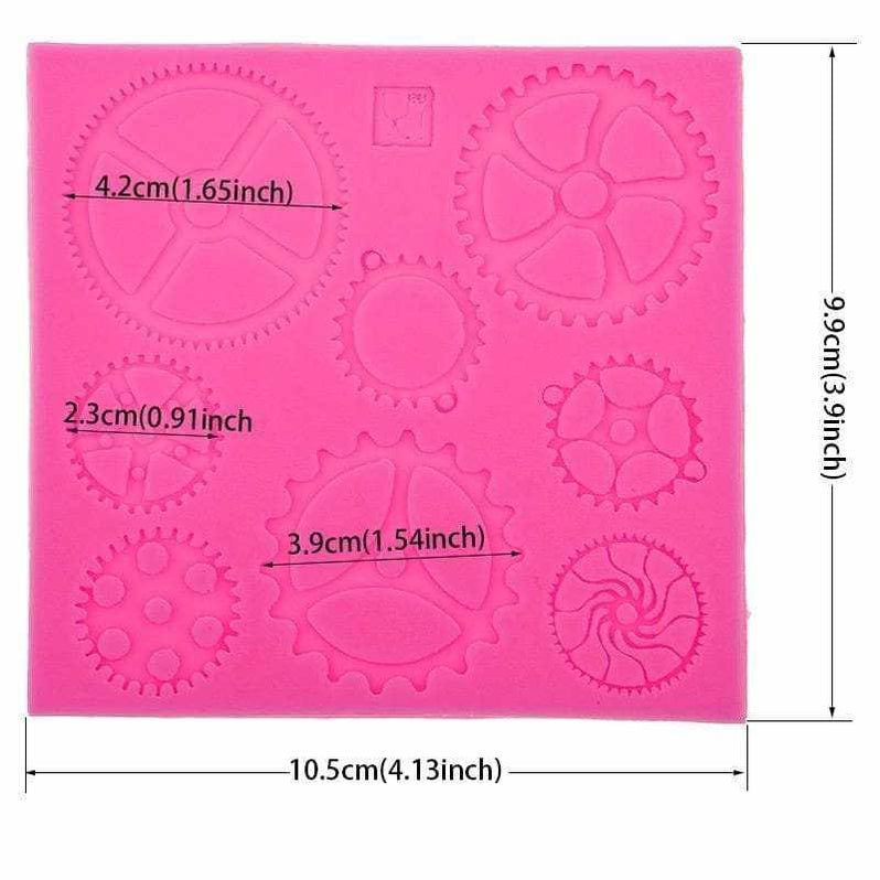 Small Variety Gear Patterns Silicone Mold 3x3 inches | Bakell — Bakell®